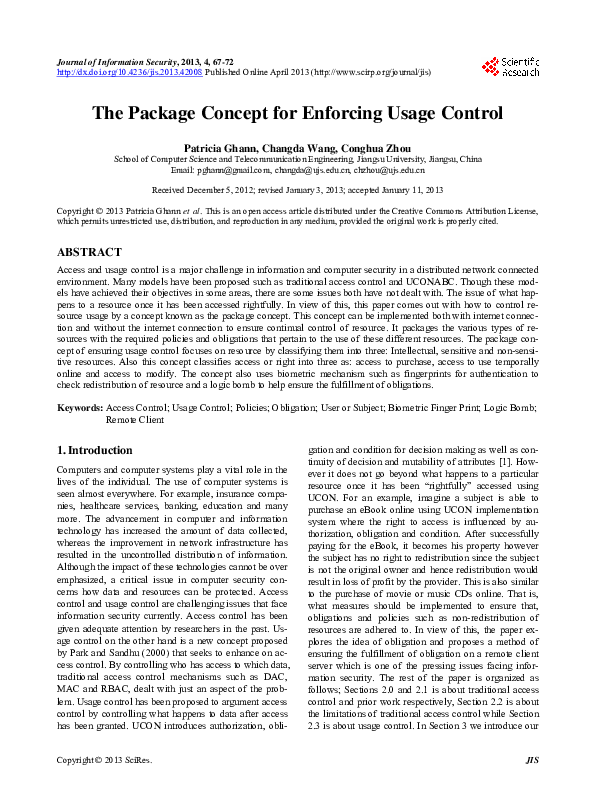 (PDF) The Package Concept for Enforcing Usage Control