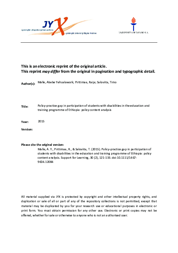 (PDF) Policy-practice gap in participation of students with ...
