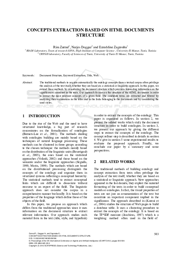 (PDF) Concepts Extraction Based on HTML Documents Structure