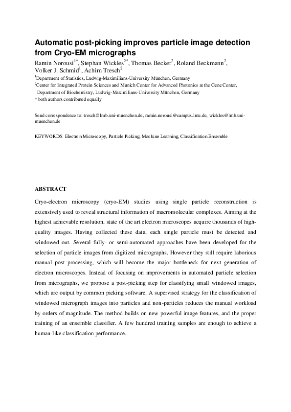 Pdf Automatic Post Picking Improves Particle Image Detection From 8929