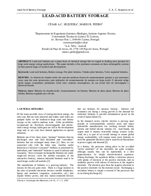 (PDF) Lead-Acid battery storage