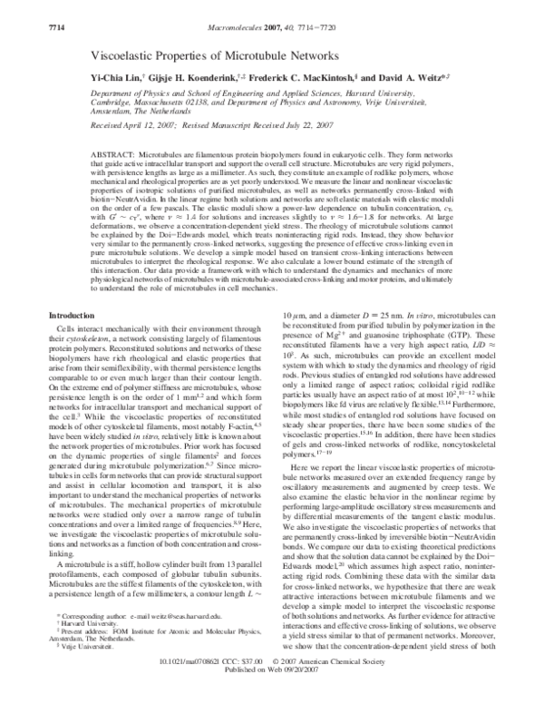 (PDF) Viscoelastic Properties of Microtubule Networks
