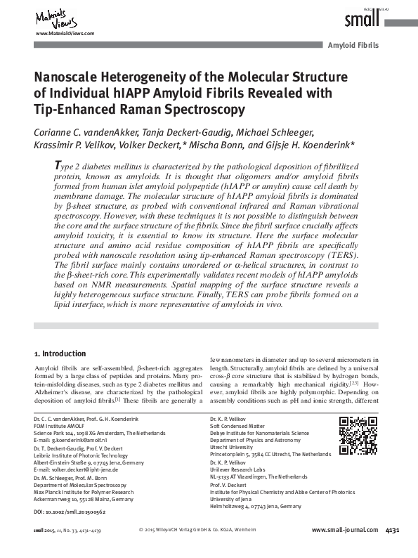 (PDF) Nanoscale Heterogeneity of the Molecular Structure of Individual ...