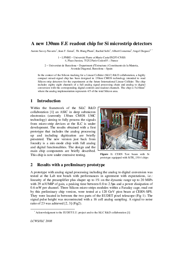 (PDF) A new 130nm FE readout chip for microstrip detectors