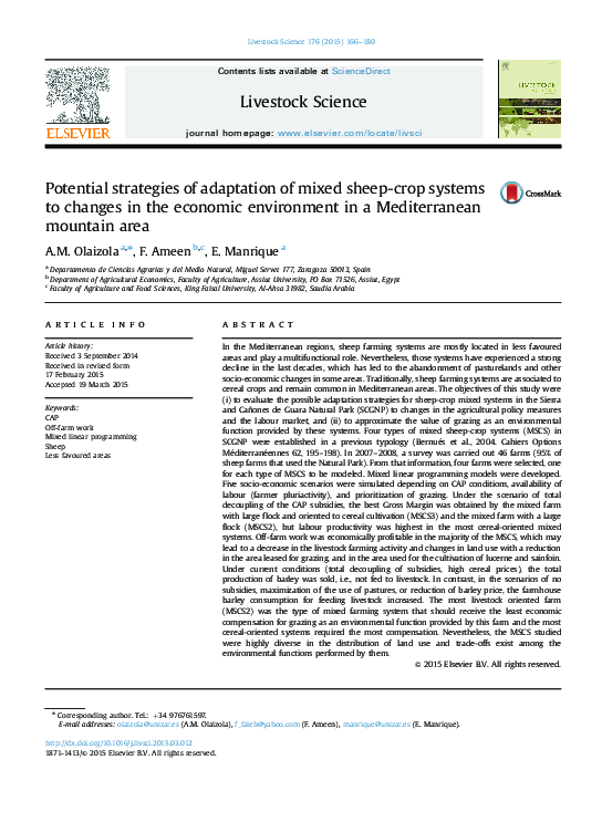 (PDF) Potential strategies of adaptation of mixed sheep-crop systems to ...