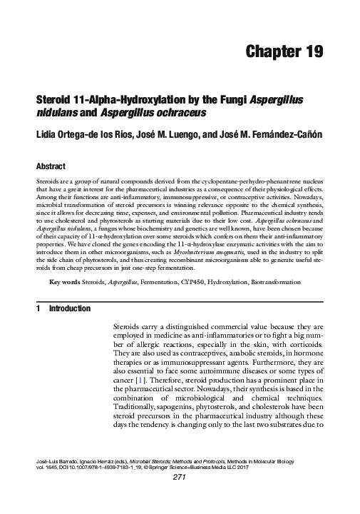 (PDF) Steroid 11-Alpha-Hydroxylation by the Fungi Aspergillus nidulans ...