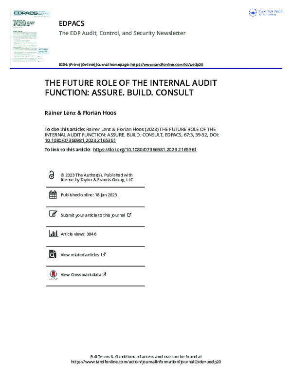 (PDF) The Future Role of the Internal Audit Function: Assure. Build ...