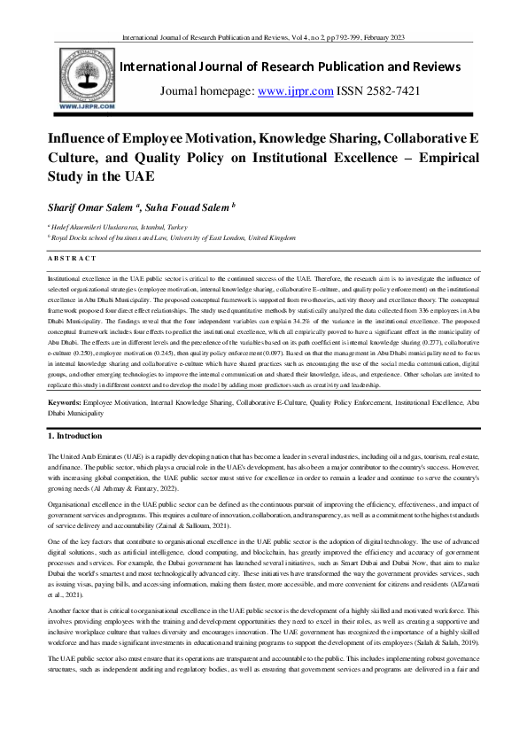 (PDF) Influence of Employee Motivation, Knowledge Sharing ...