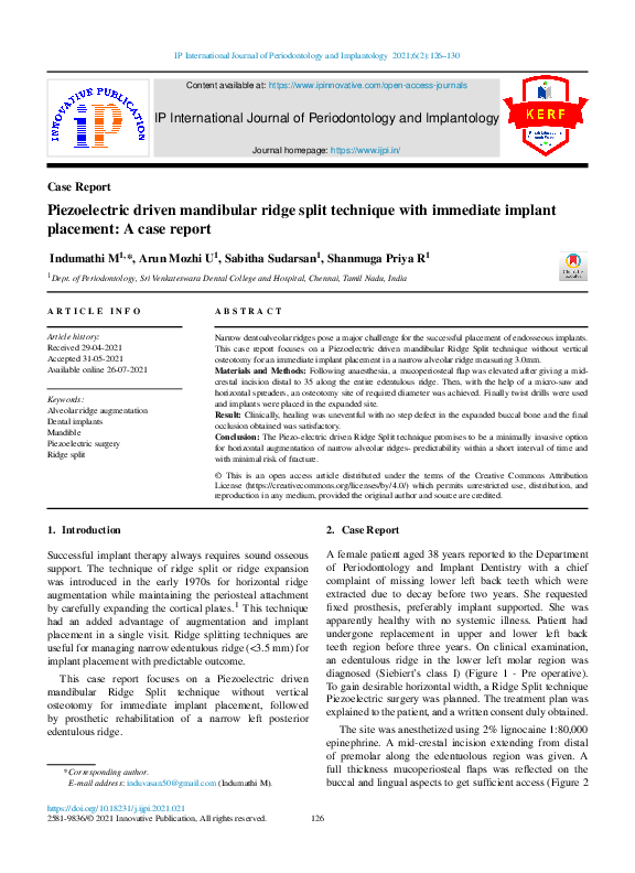 (PDF) Piezoelectric driven mandibular ridge split technique with ...
