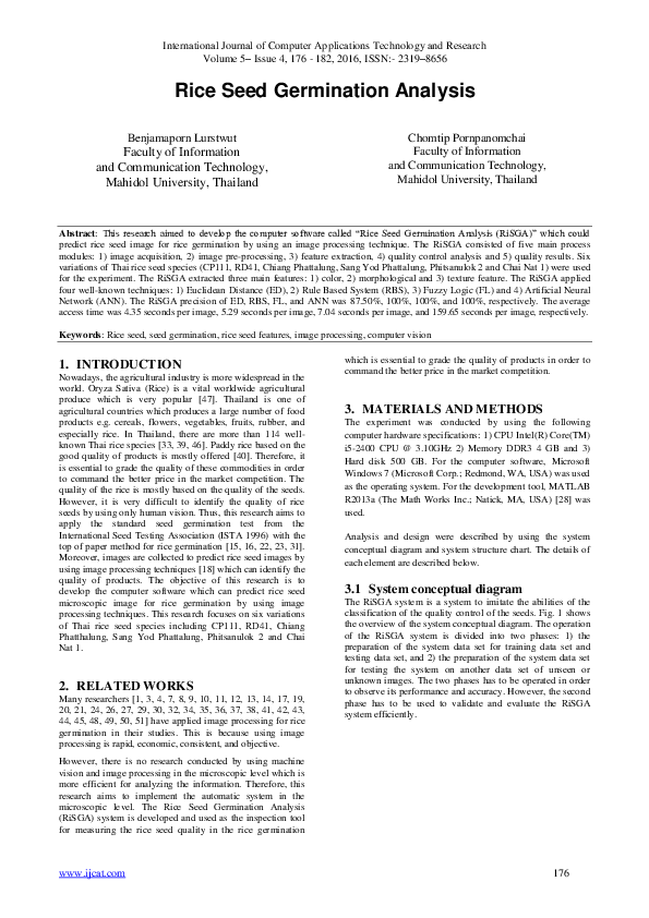 (PDF) Rice Seed Germination Analysis