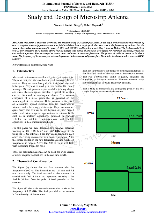 (PDF) Study and Design of Microstrip Antenna