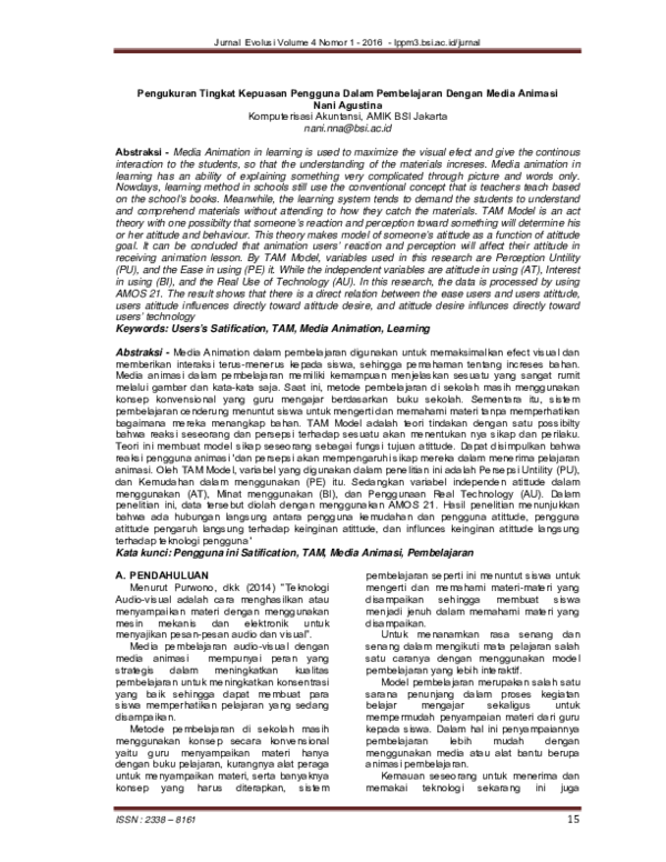 (PDF) Pengukuran Tingkat Kepuasan Pengguna Dalam Pembelajaran Dengan Media Animasi