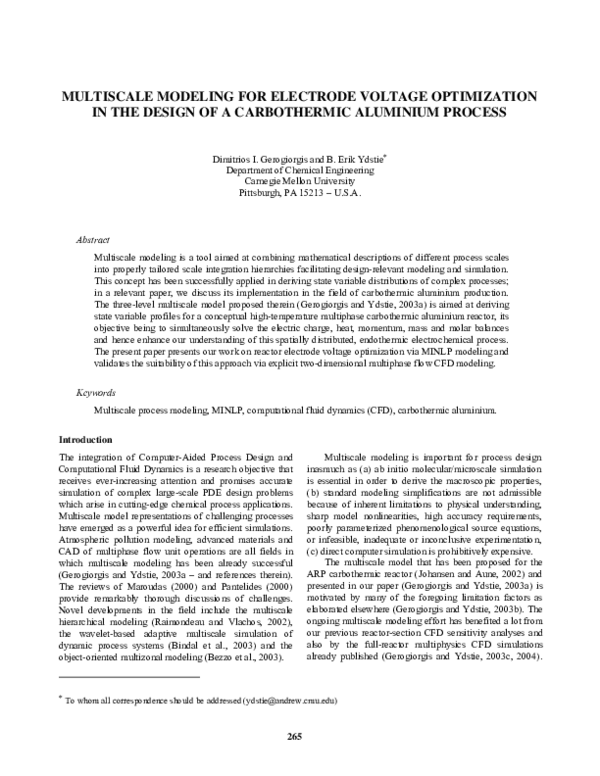 (PDF) Multi-Scale Modeling for Electrode Voltage Optimization in the Design of a Carbothermic ...