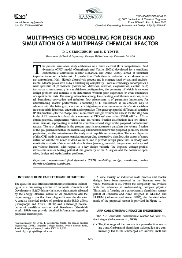 (PDF) Multiphysics CFD Modelling for Design and Simulation of a Multiphase Chemical Reactor