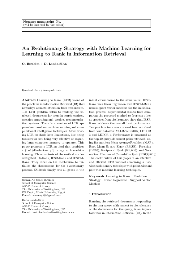 (PDF) An evolutionary strategy with machine learning for learning to ...