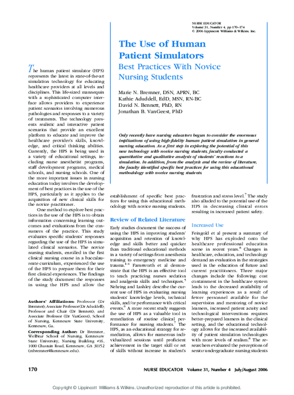 (PDF) The Use of Human Patient Simulators