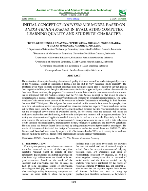 (PDF) Initial Concept of Countenance Model Based on Aneka tri Hita ...