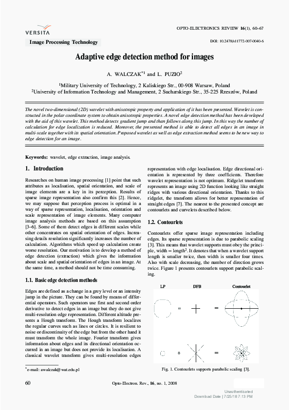 Pdf Adaptive Edge Detection Method For Images