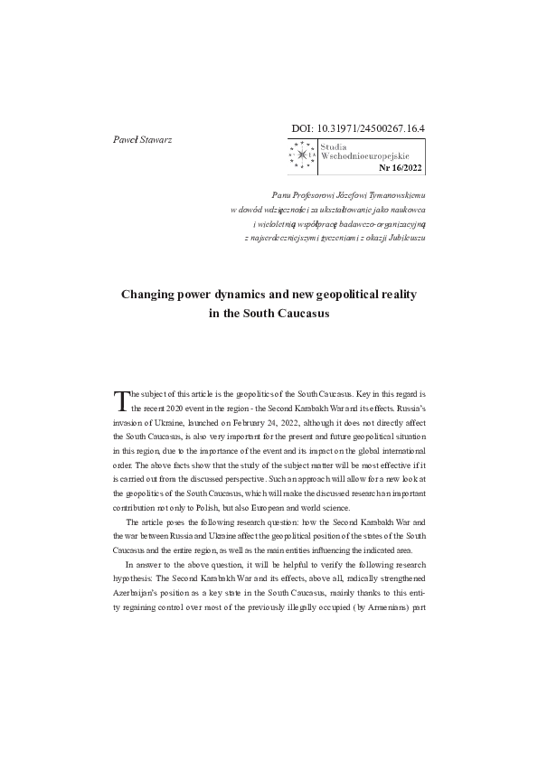 (PDF) Changing power dynamics and new geopolitical reality in the South ...