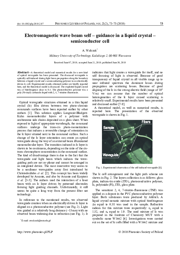 (PDF) Electromagnetic wave beam self - guidance in liquid crystal ...