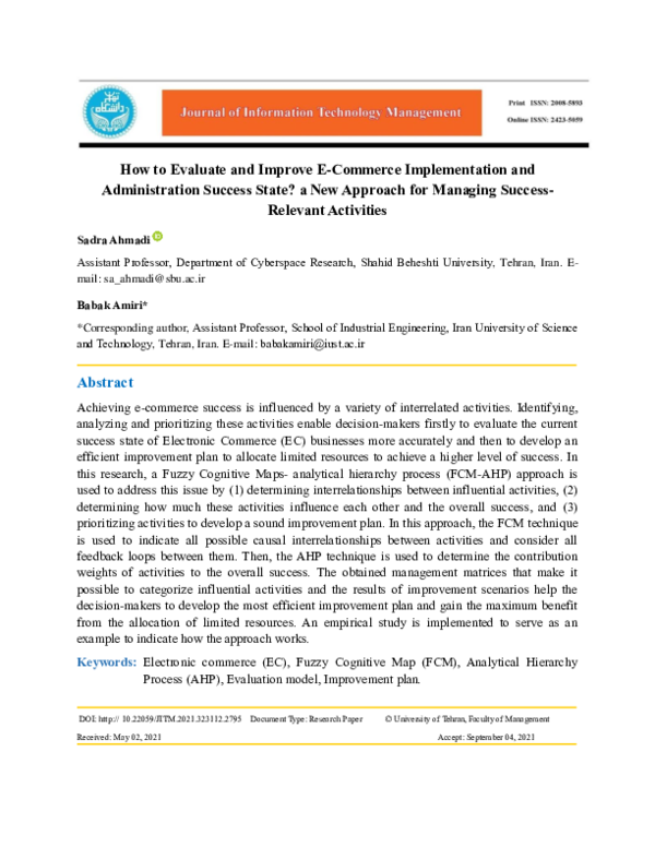 (PDF) How to Evaluate and Improve E-Commerce Implementation and Administration Success State? a ...