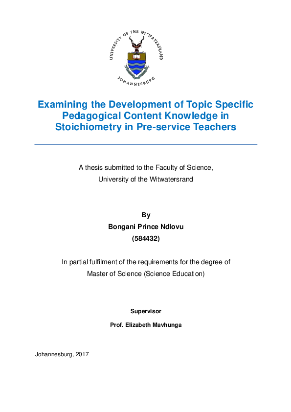 (PDF) Examining the development of topic specific pedagogical content ...