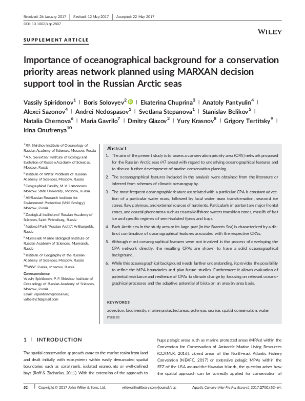 (PDF) Importance of oceanographical background for a conservation ...