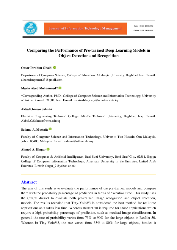 Pdf Comparing The Performance Of Pre Trained Deep Learning Models In