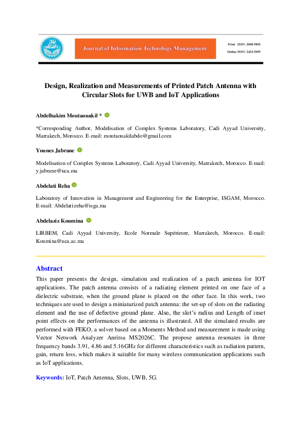 (PDF) Design, Realization and Measurements of Printed Patch Antenna with Circular Slots for UWB ...