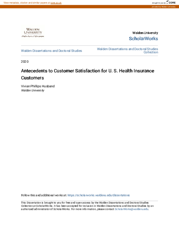 (PDF) Antecedents to Customer Satisfaction for U. S. Health Insurance ...