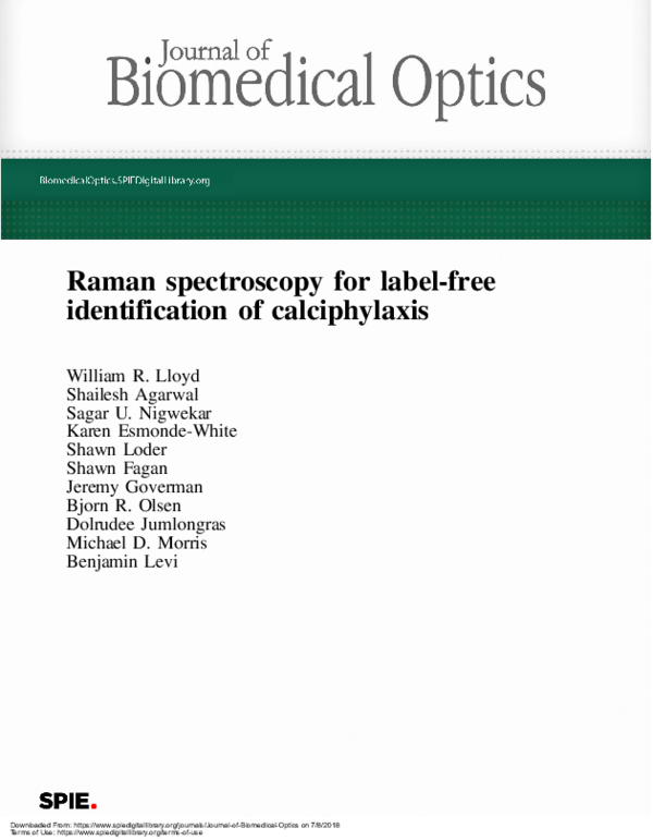 (PDF) Raman spectroscopy for label-free identification of calciphylaxis ...