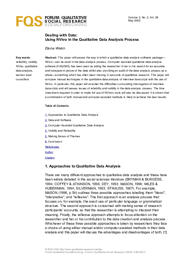 (PDF) Dealing with Data: Using NVivo in the Qualitative Data Analysis Process