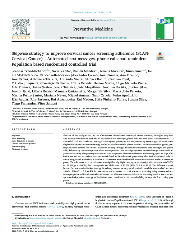 (PDF) Stepwise strategy to improve cervical cancer screening adherence (SCAN-Cervical Cancer ...