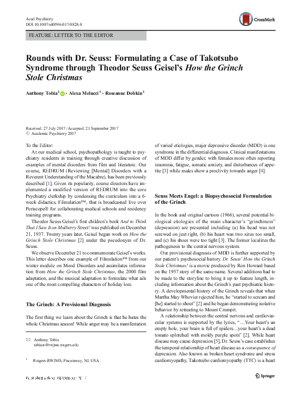(PDF) Rounds with Dr. Seuss: Formulating a Case of Takotsubo Syndrome ...