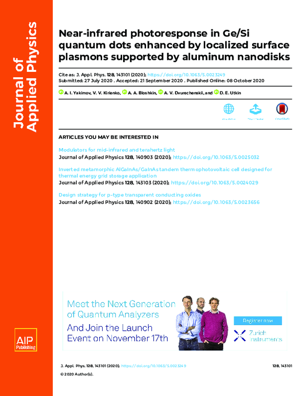 (PDF) Near-infrared photoresponse in Ge/Si quantum dots enhanced by localized surface plasmons ...