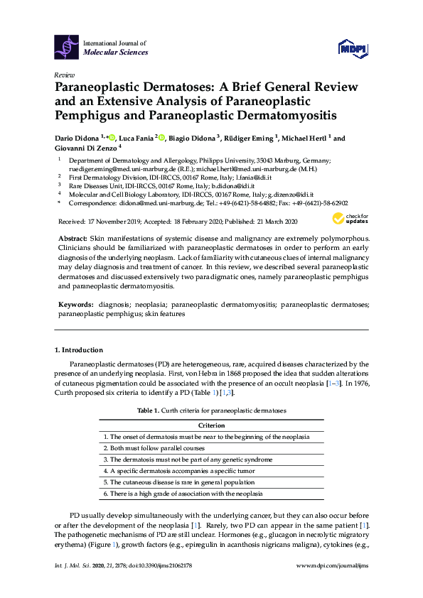 (PDF) Paraneoplastic Dermatoses: A Brief General Review and an ...
