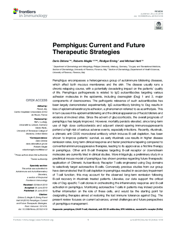 (PDF) Pemphigus: Current and Future Therapeutic Strategies