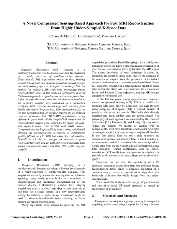 Pdf A Novel Compressed Sensing Based Approach For Fast Mri Reconstruction From Highly