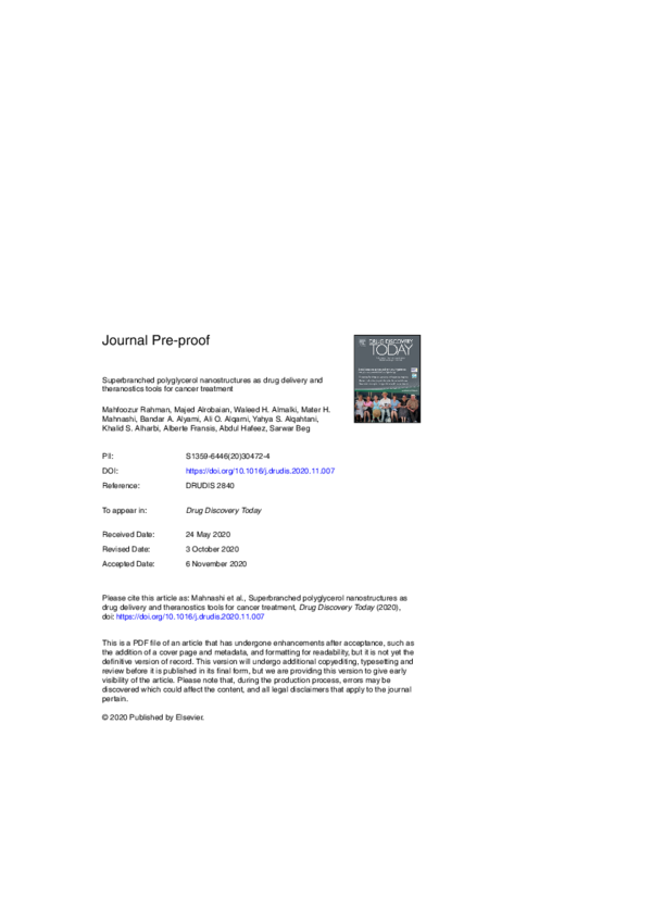 (PDF) Superbranched polyglycerol nanostructures as drug delivery and ...