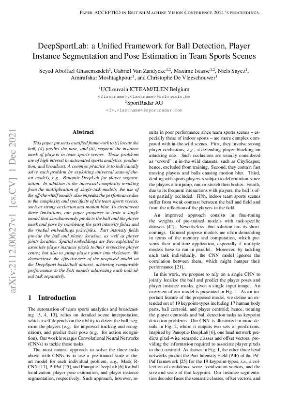 Pdf Deepsportlab A Unified Framework For Ball Detection Player