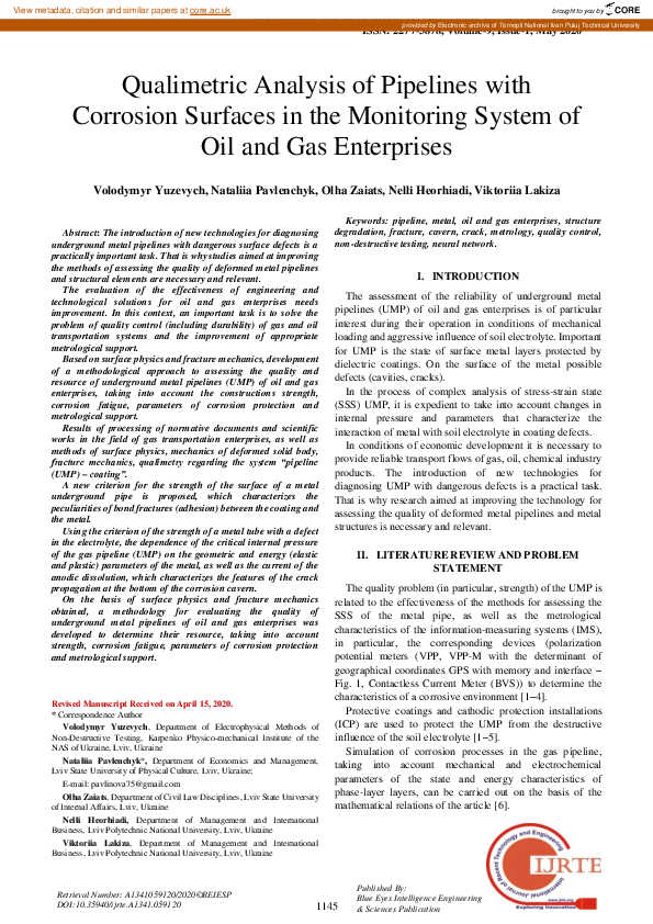 (PDF) Qualimetric Analysis of Pipelines with Corrosion Surfaces in the ...