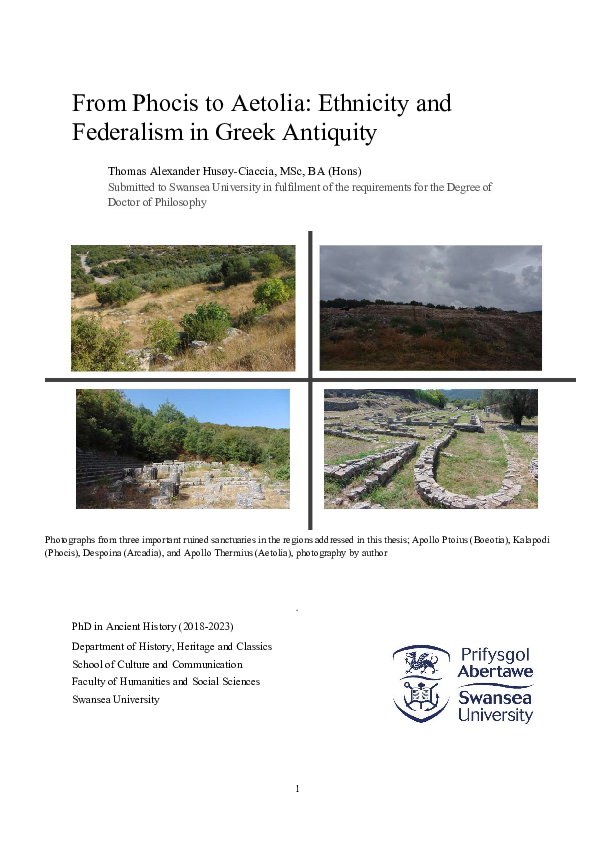 (PDF) From Phocis to Aetolia: Ethnicity and Federalism in Greek Antiquity
