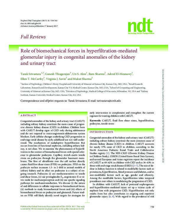 (PDF) Role of biomechanical forces in hyperfiltration-mediated ...