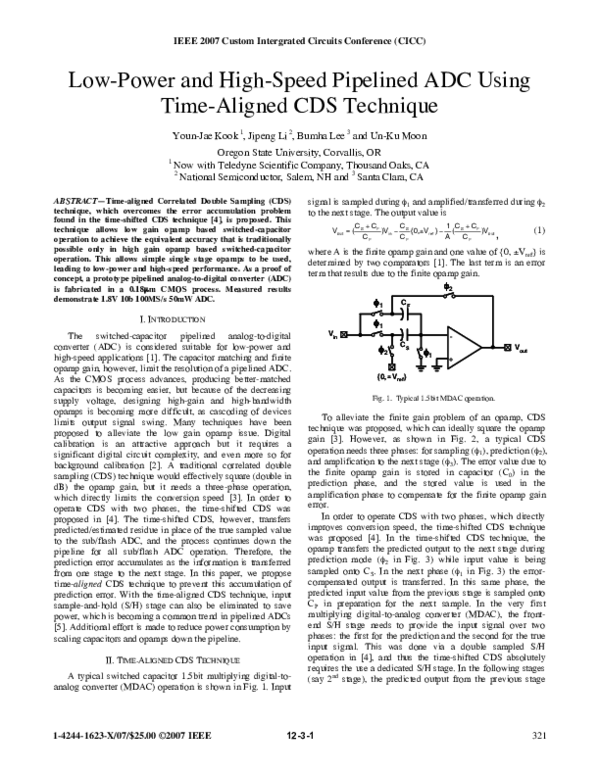(PDF) Low-Power and High-Speed Pipelined ADC Using Time-Aligned CDS Technique