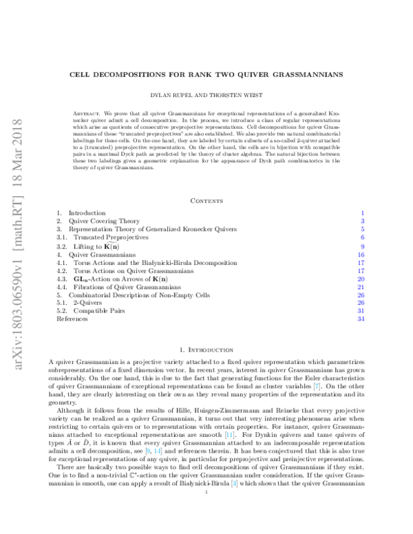 (PDF) Cell decompositions for rank two quiver Grassmannians
