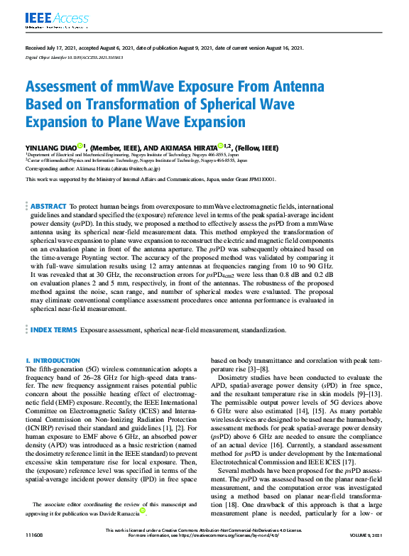 (PDF) Assessment of mmWave Exposure From Antenna Based on ...