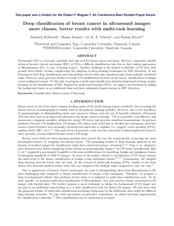(PDF) Deep classification of breast cancer in ultrasound images: more classes, better results ...