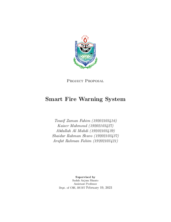 (PDF) Smart Fire Warning System | Project Proposal | Latex Code
