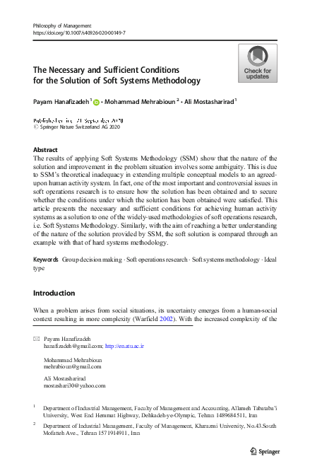 (PDF) The Necessary and Sufficient Conditions for the Solution of Soft ...