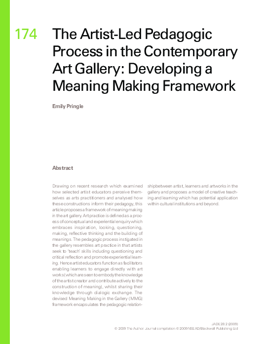 (PDF) The Artist-Led Pedagogic Process in the Contemporary Art Gallery ...
